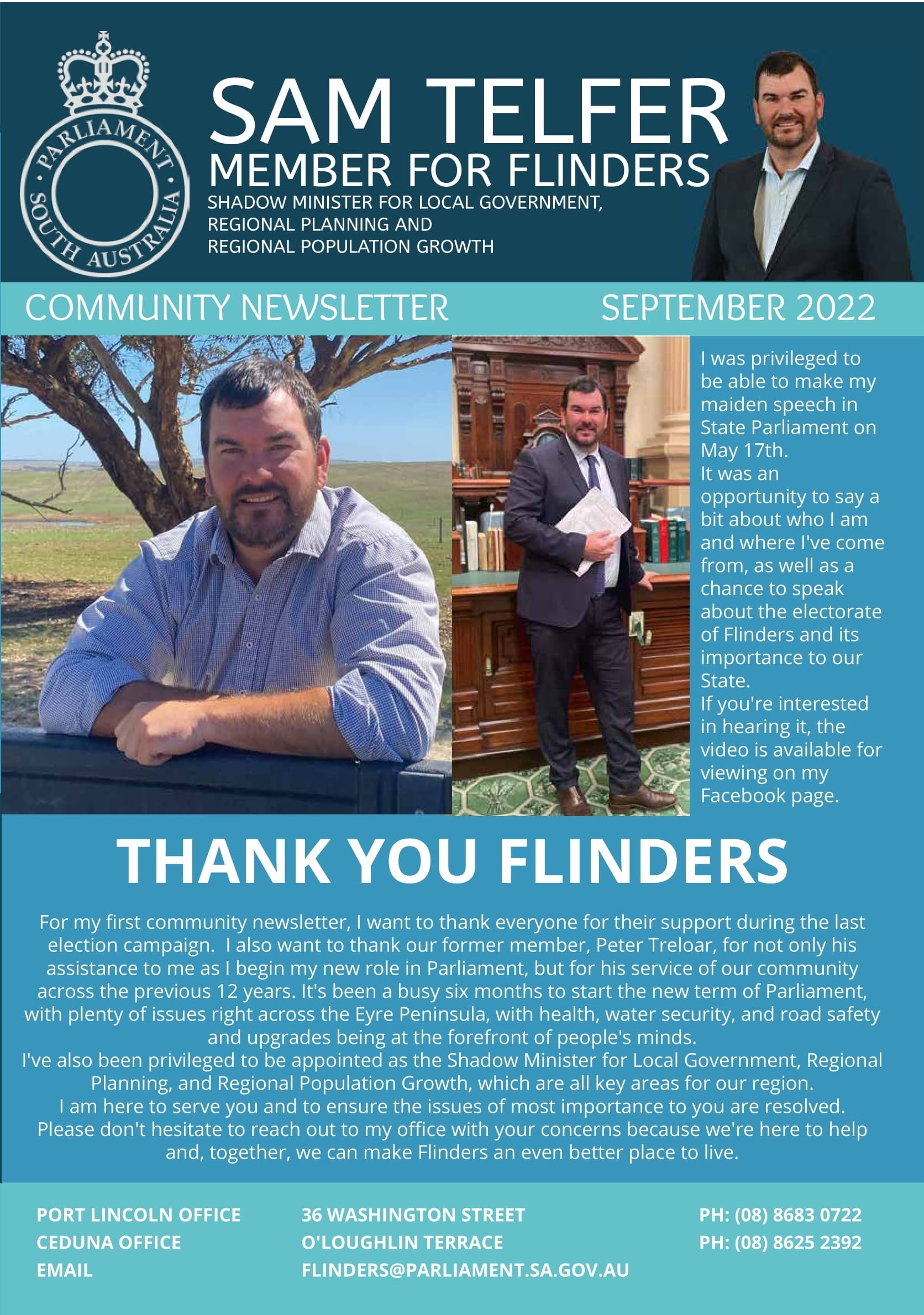Sam Telfer MP – Sam Telfer MP